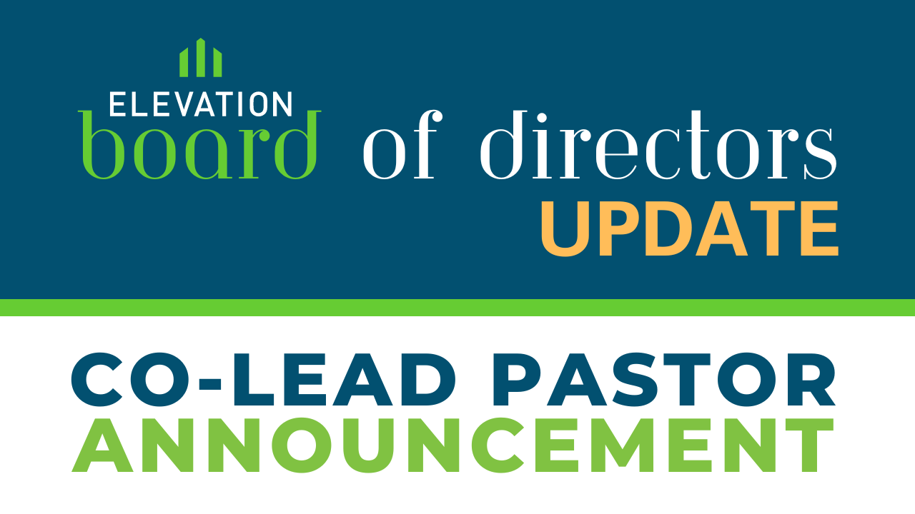 Co-Lead Pastor Announcement - Elevation Waterloo